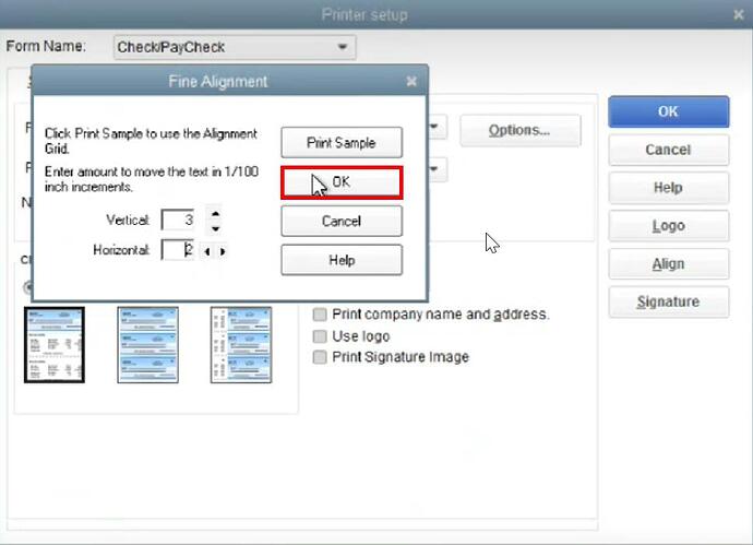 Adjust Check Printing Alignment in UniPrint
