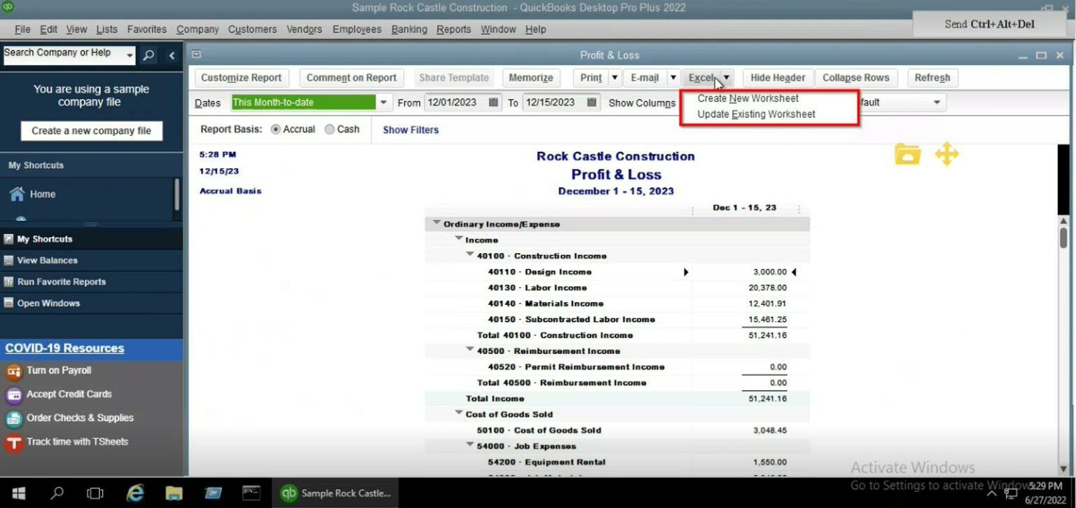 Export QuickBooks Reports to Excel - Step-by-Step