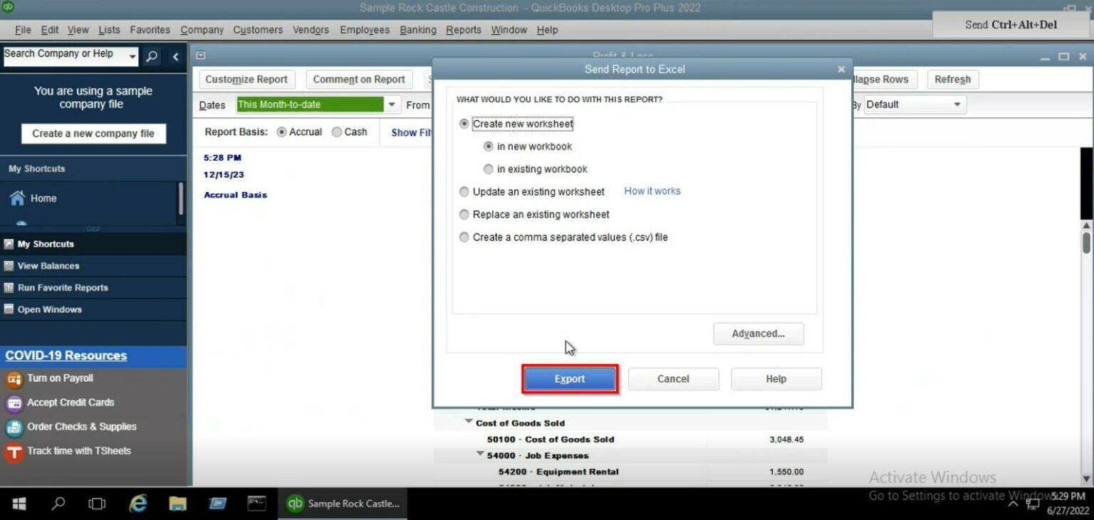Export QuickBooks Reports to Excel - Step-by-Step