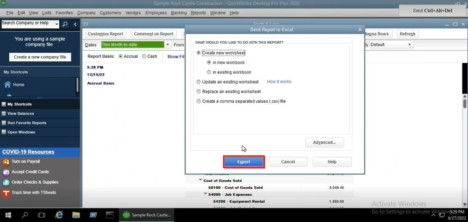 Export QuickBooks Reports to Excel - Step-by-Step