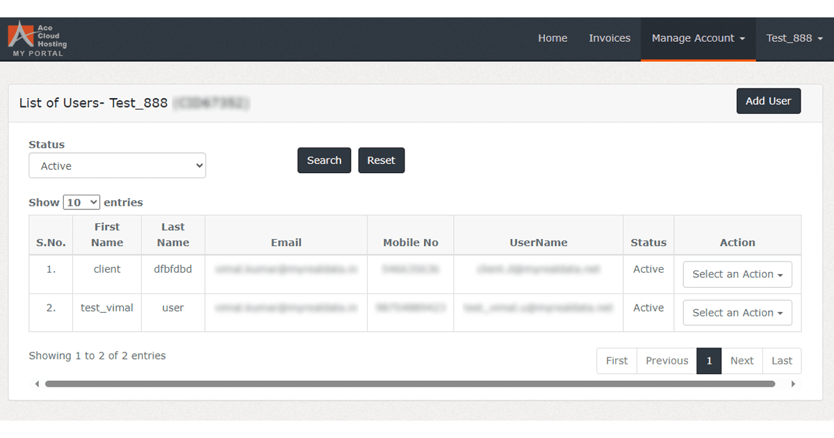How To Add/Remove Users from Ace Cloud Hosting My Portal?