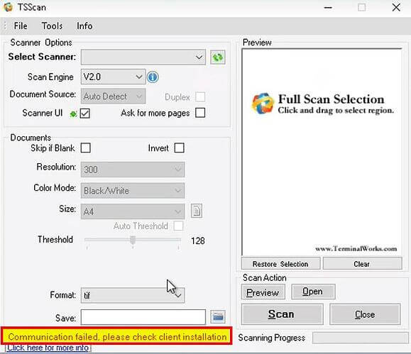 How to Fix the TSScan Communication Failed Issue?