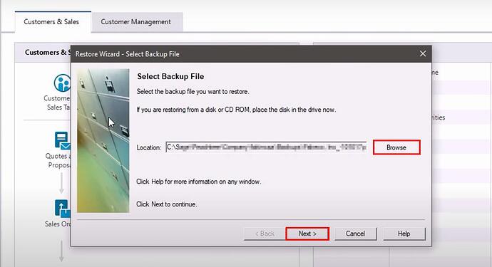 How to Restore Sage File From a Backup